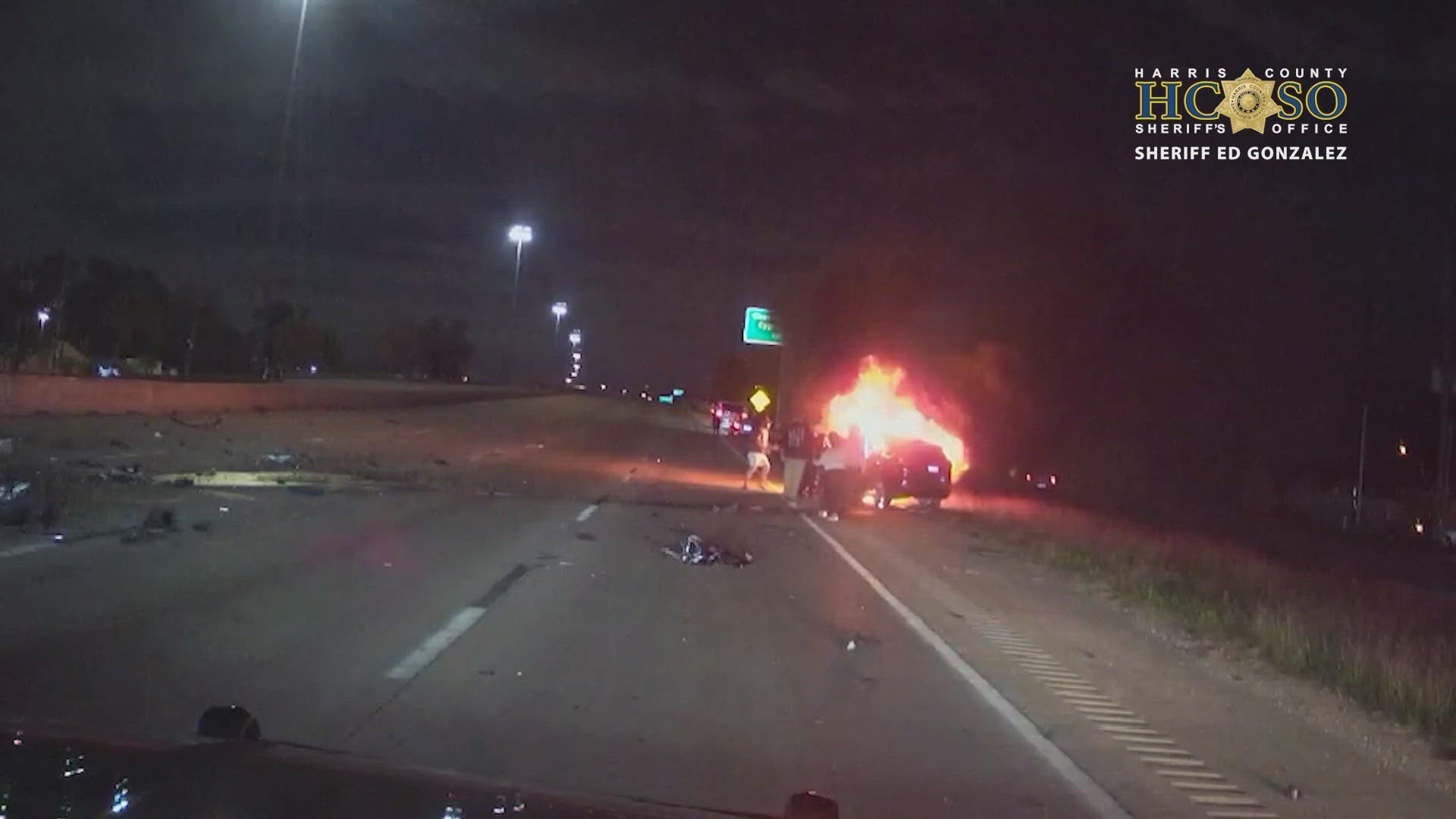 New video shows Harris County deputies pull man from burning SUV after ...