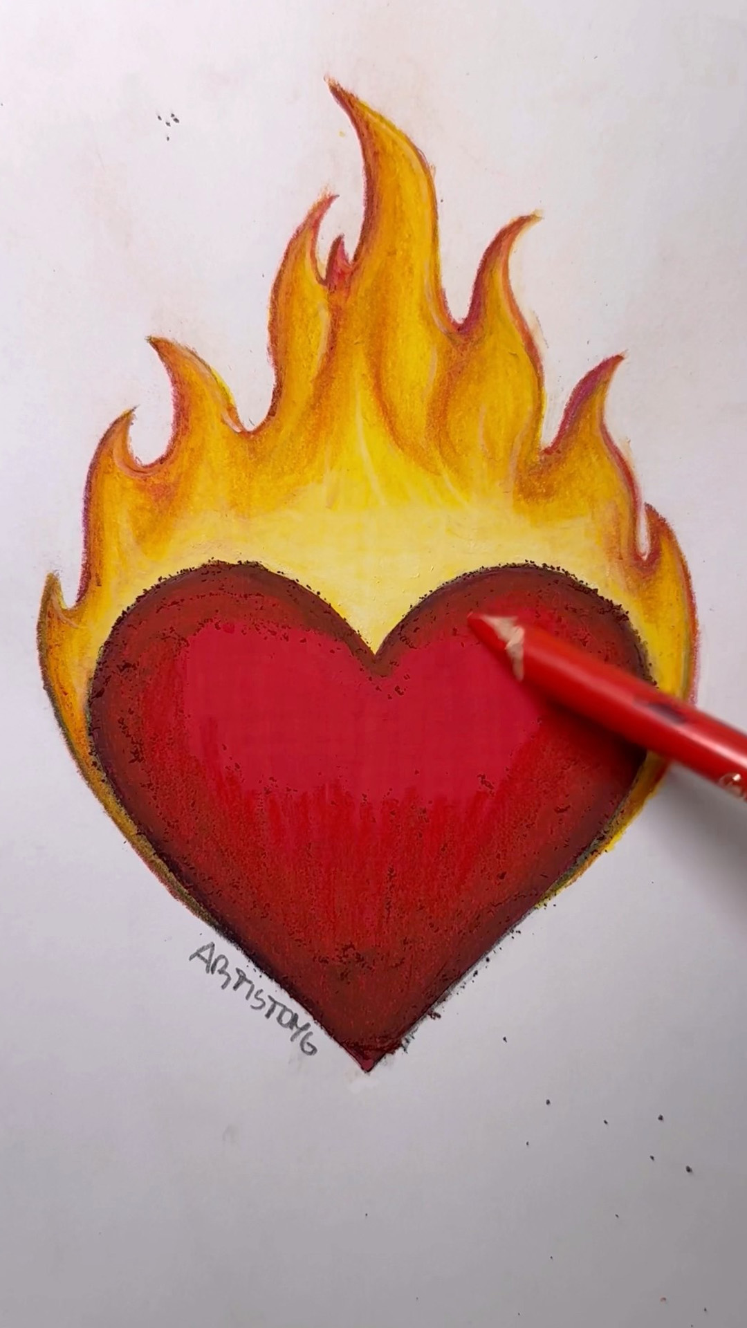How to draw a realistic flaming heart