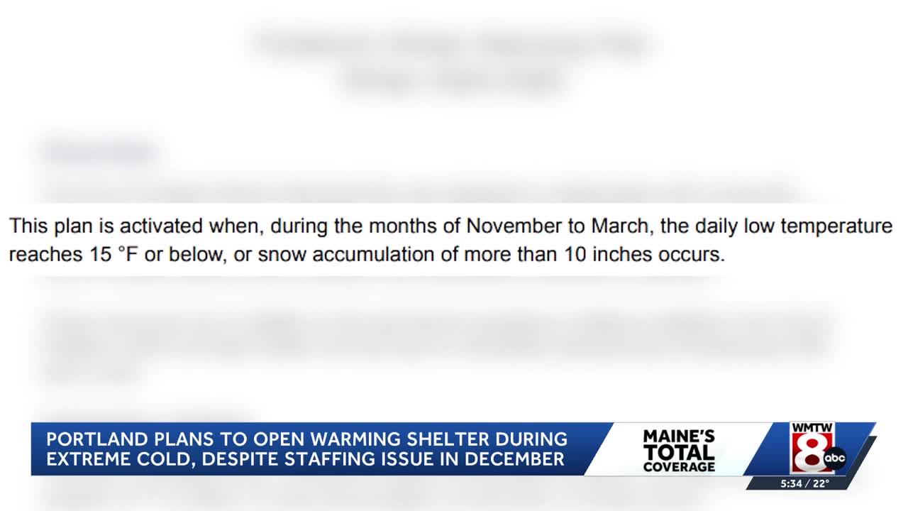 Portland's emergency warming shelter to open this weekend amid extreme cold