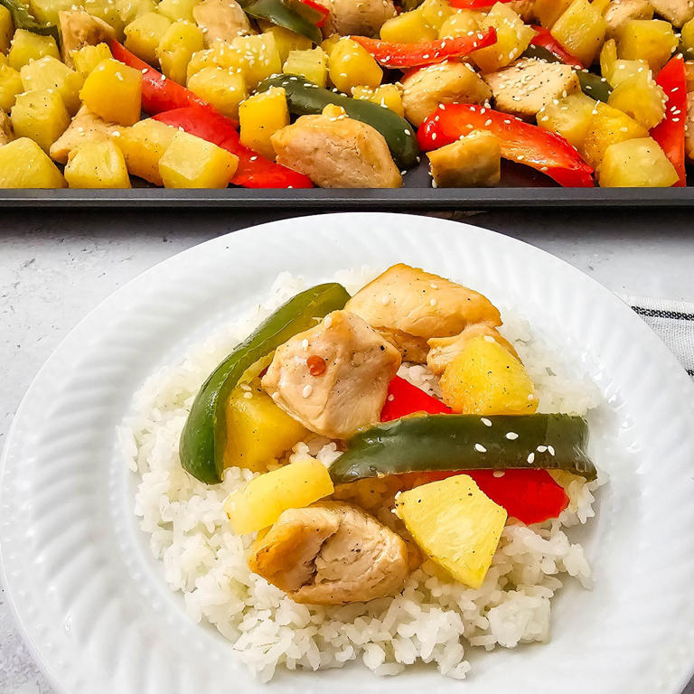 Sheet pan pineapple chicken with teriyaki glaze