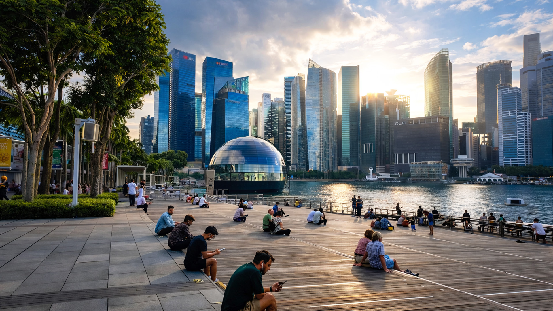 Bayfront Waterfront Walk ved Marina Bay Sands
