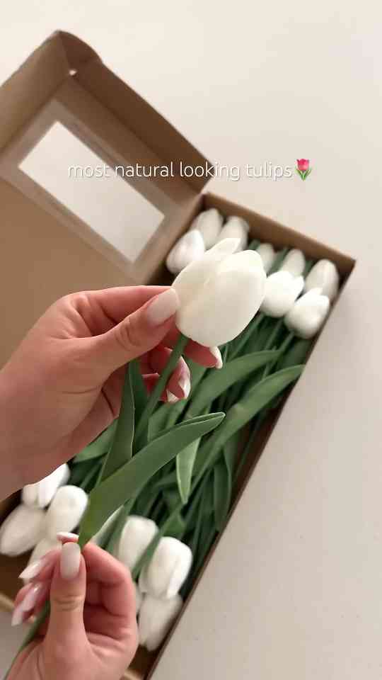 Realistic artificial tulips that look like fresh flowers