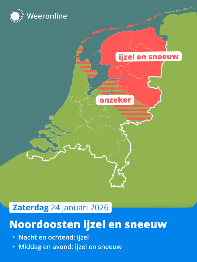 Hier gaat het ijzelen vannacht