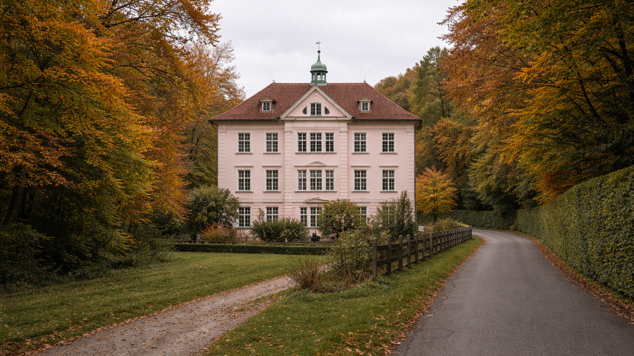Passeando por uma cidade tranquila na Suíça