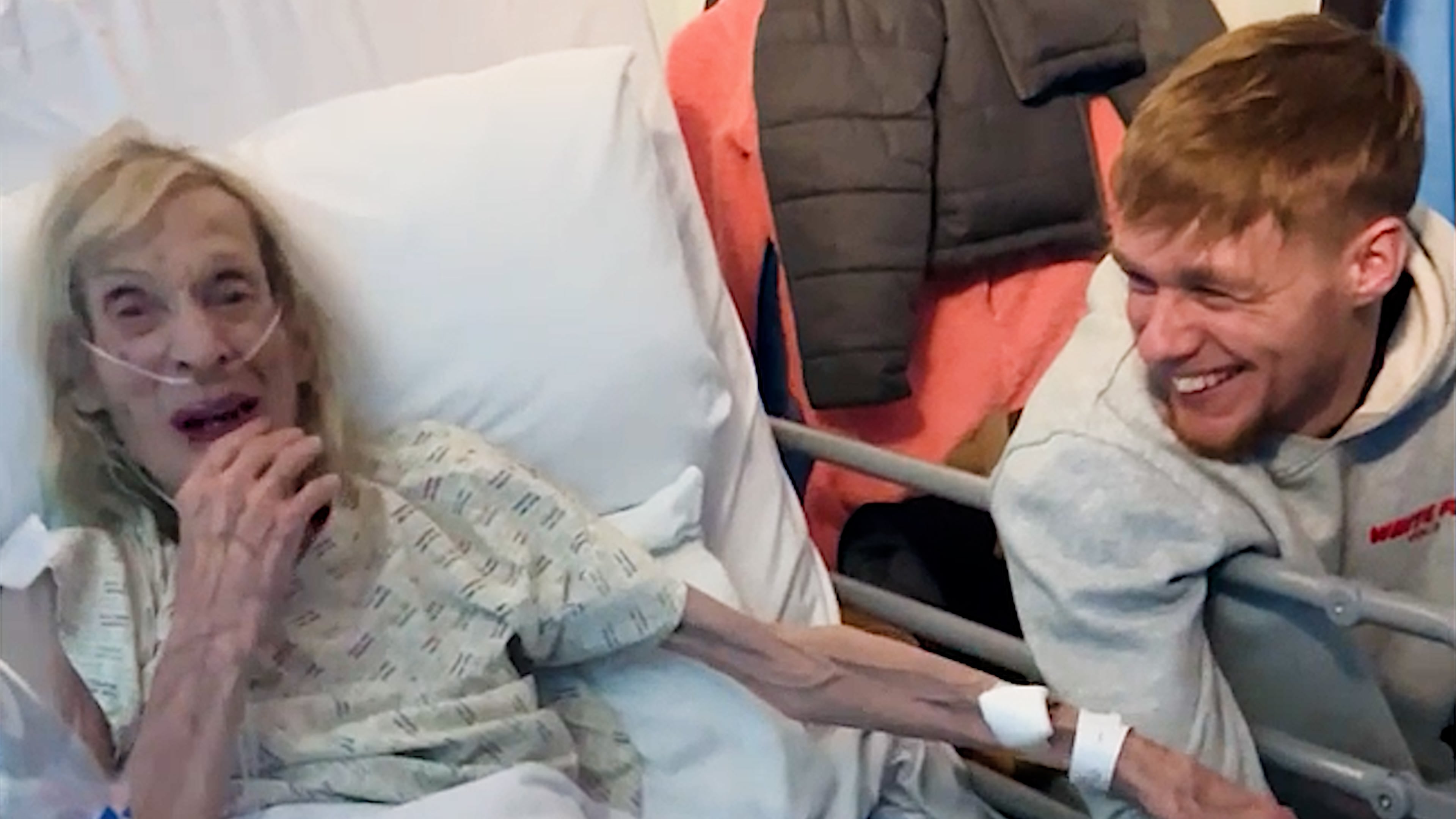 Gran giggles as family 'smuggle' her favourite brandy into hospital for ...