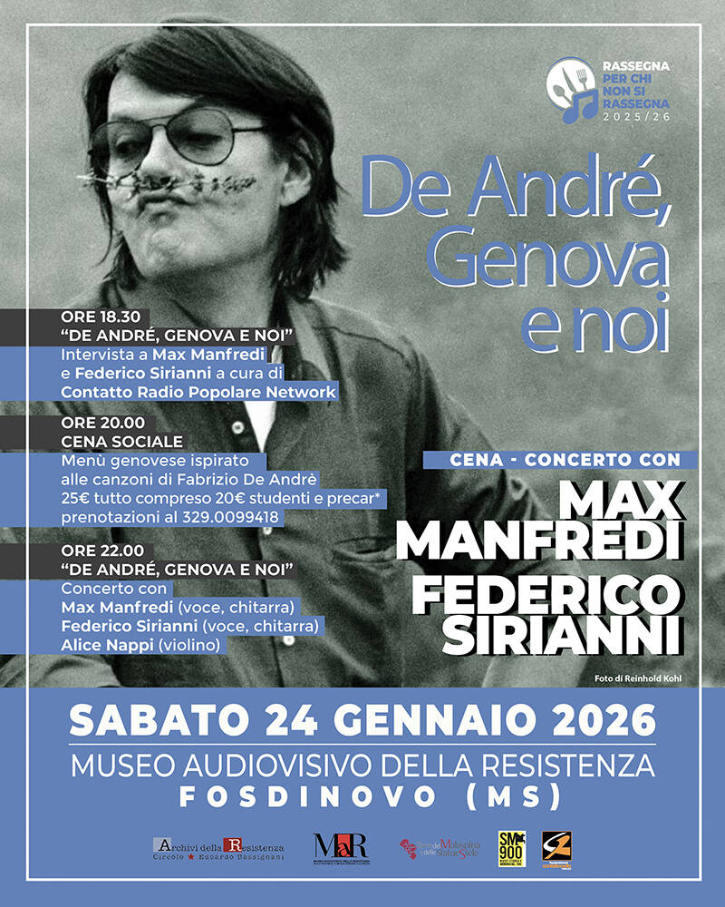 Max Manfredi e Federico Sirianni omaggiano De André a Fosdinovo