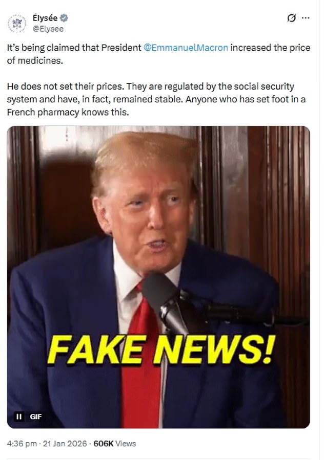 Trump's war of words with Macron continues as Elysee posts 'fake news' meme