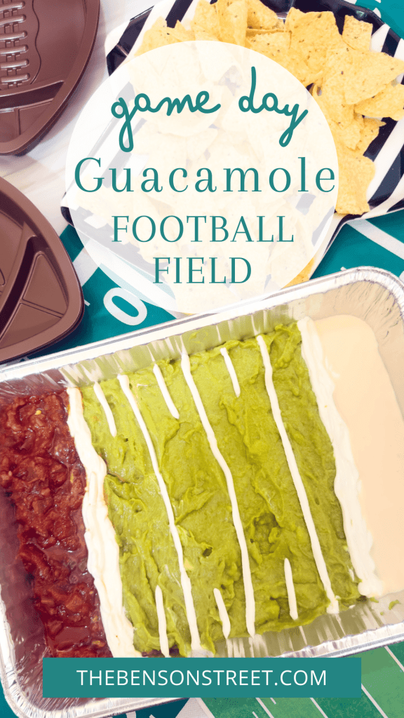 Football field guacamole dip recipe for game day