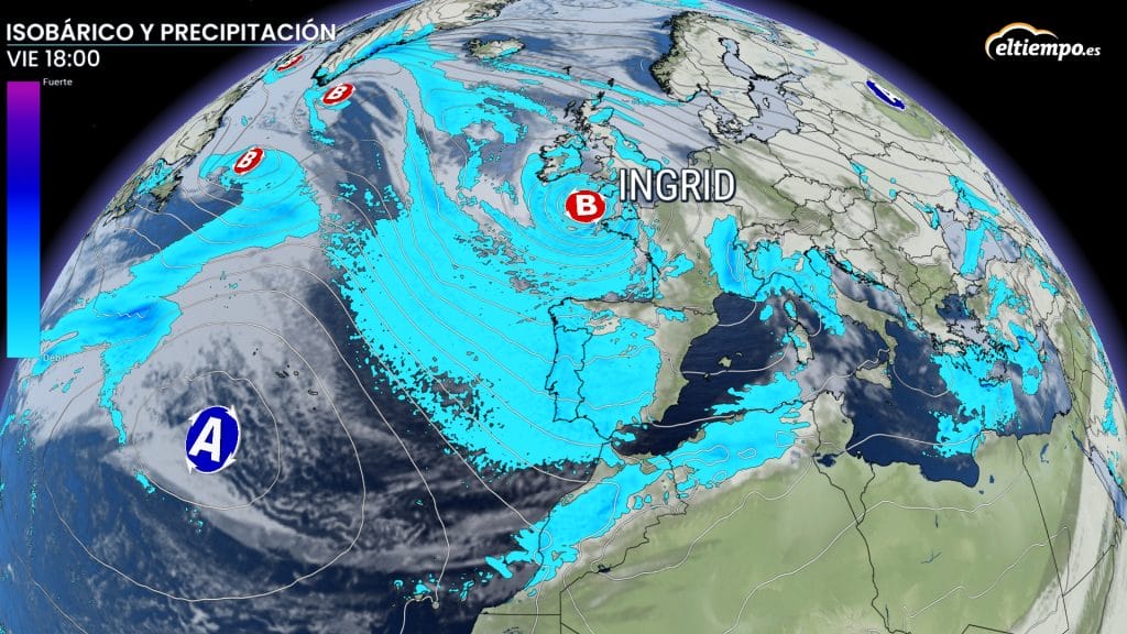 España entra en la zona de impacto de Ingrid: aire polar, temporal ...