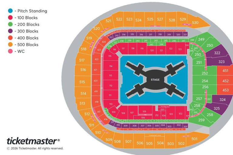 BTS at Tottenham Hotspur Stadium: Concert seating plan for 2026 Arirang ...