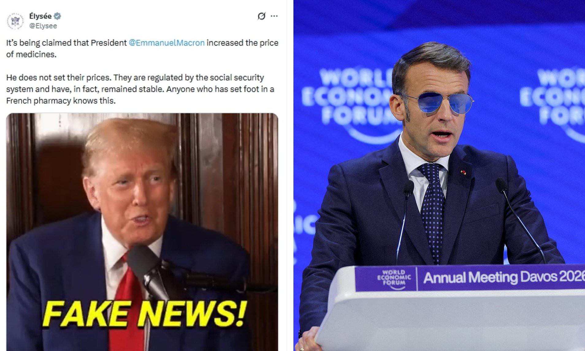 Trump's war of words with Macron continues as Elysee posts 'fake news' meme