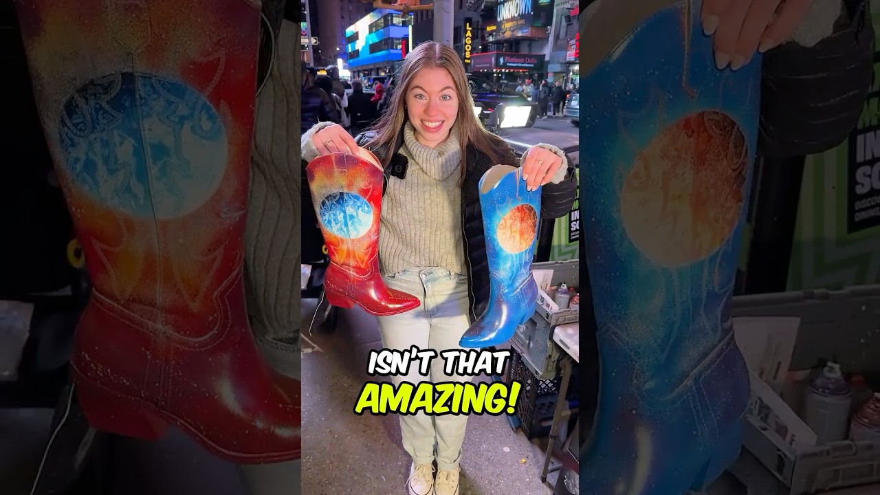 She asked a street artist to paint her boots