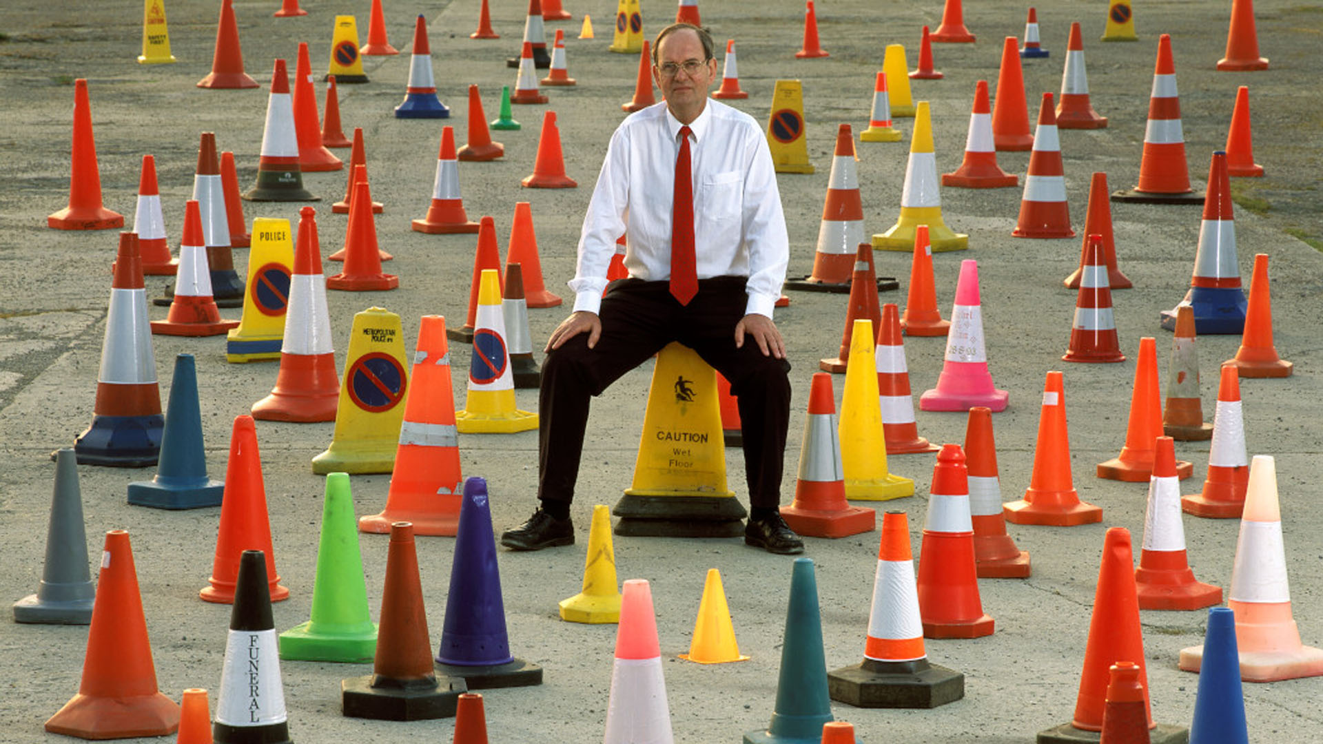 A British man's record-breaking traffic cone collection