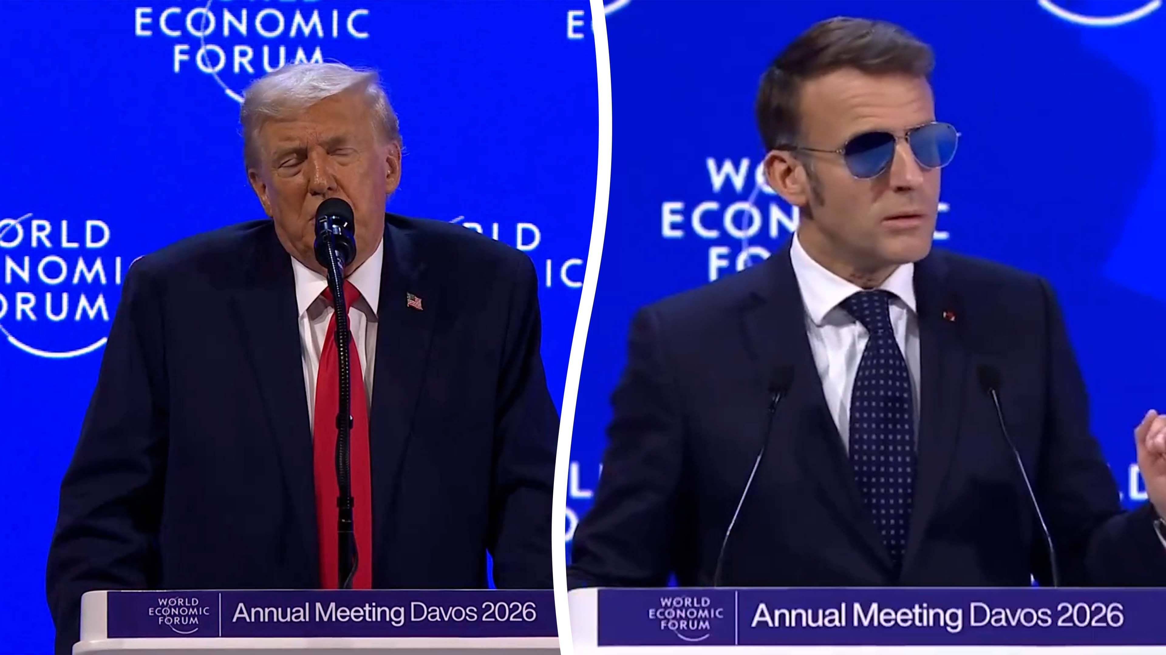 Trump mocks Europe’s windmills and Macron’s sunglasses