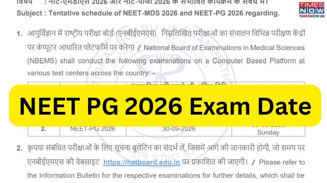 NEET PG 2026 exam date announced; examination on August 30, cut-off ...