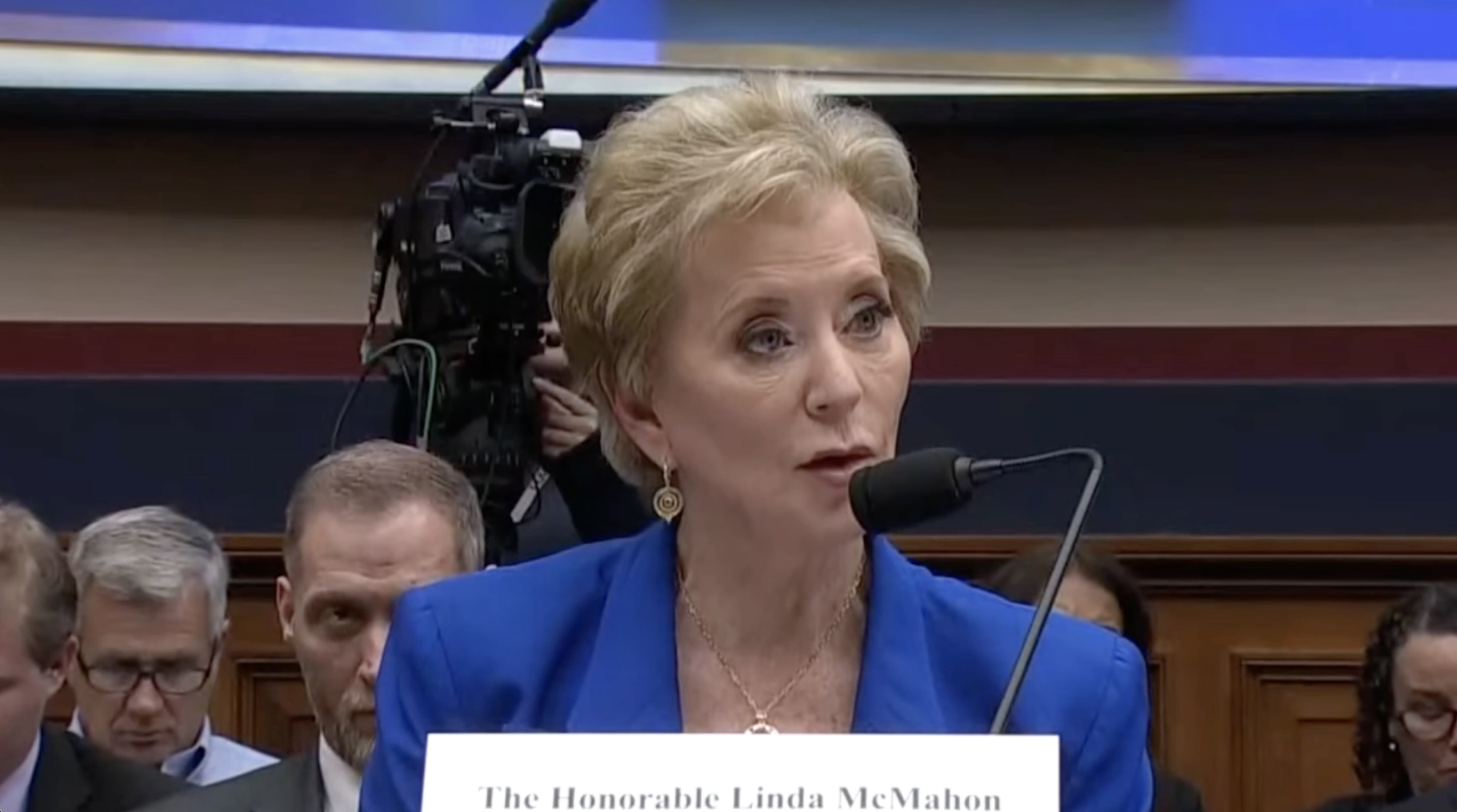 'It says zero': Linda McMahon squirms in her seat as members of ...