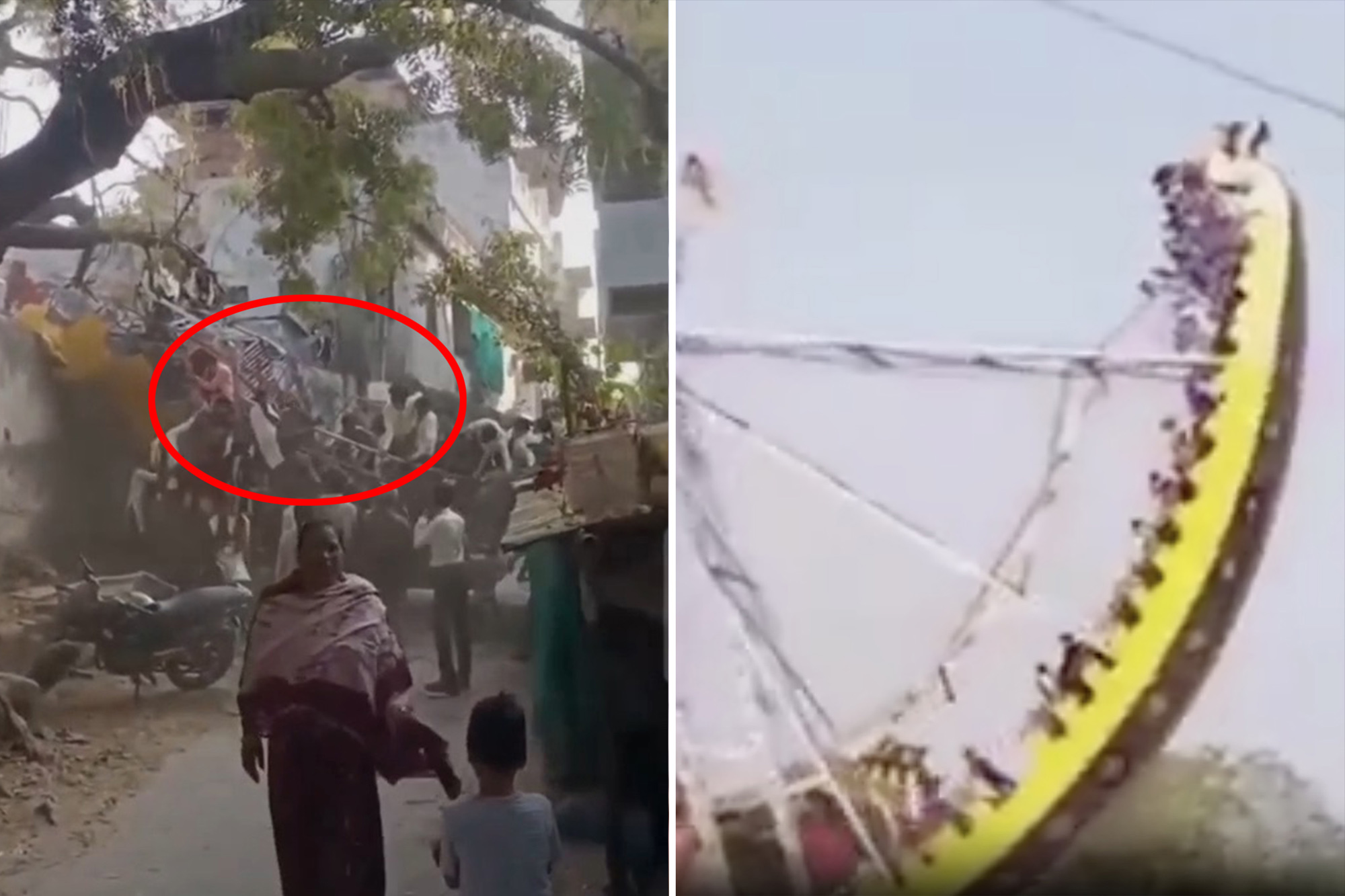 Terrifying video shows packed fairground ride collapse, flinging dozens ...