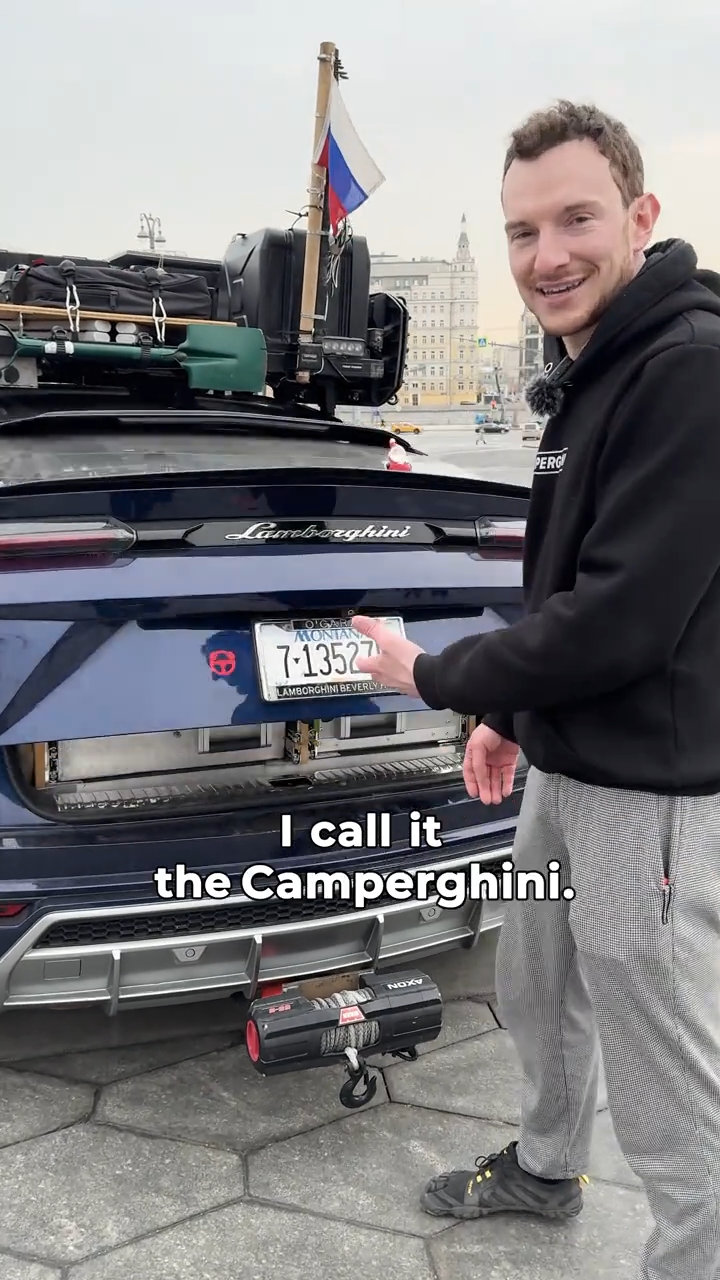 Man travels the world in a Lamborghini converted to be his house