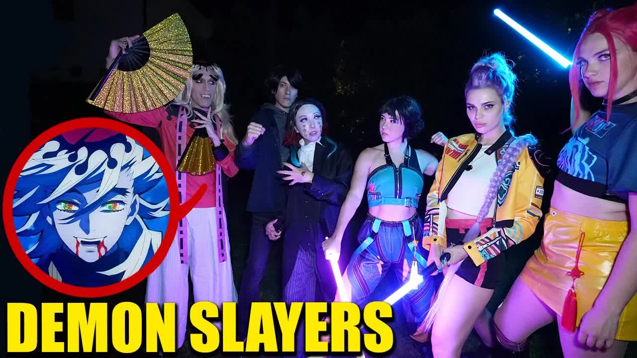DEMON SLAYER vs KPOP DEMON HUNTERS in REAL LIFE! (Huntrix fight scenes)