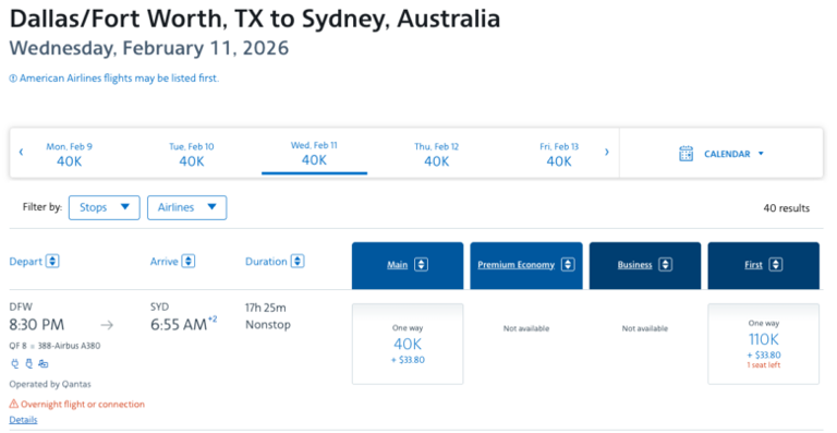 [Award alert] Qantas first class seats available between the US and ...