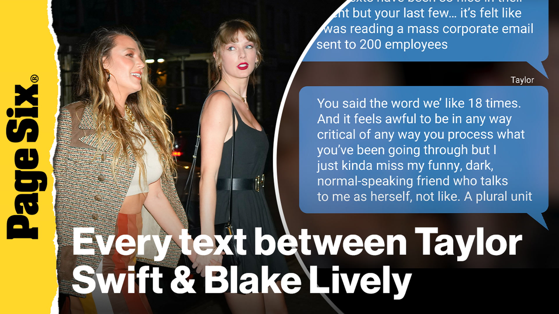 Read the texts between Taylor Swift and Blake Lively unsealed in lawsuit