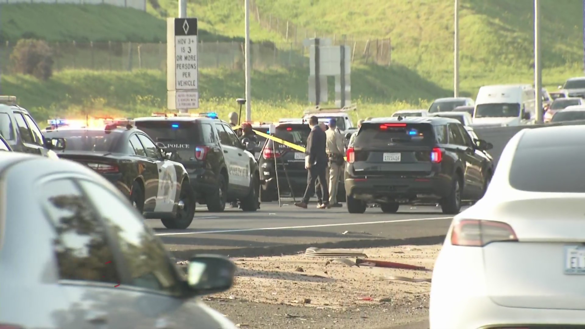 Police activity blocks all lanes of westbound I-80 near Hercules