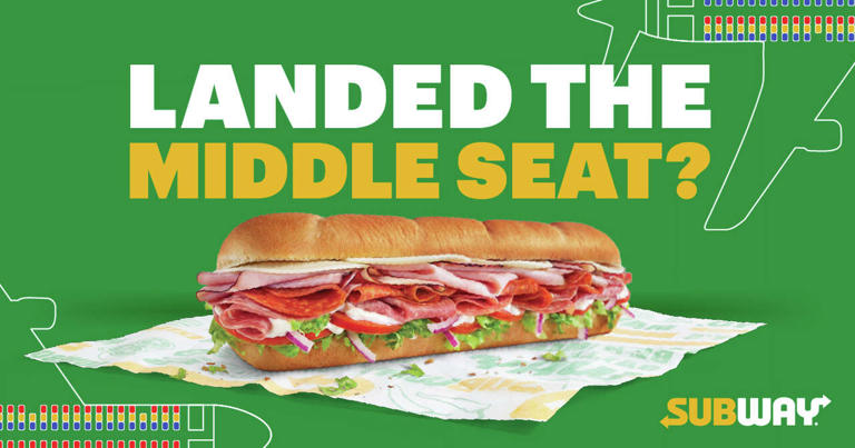 Subway will give $20 gift cards to middle-seat fliers on Jan. 27