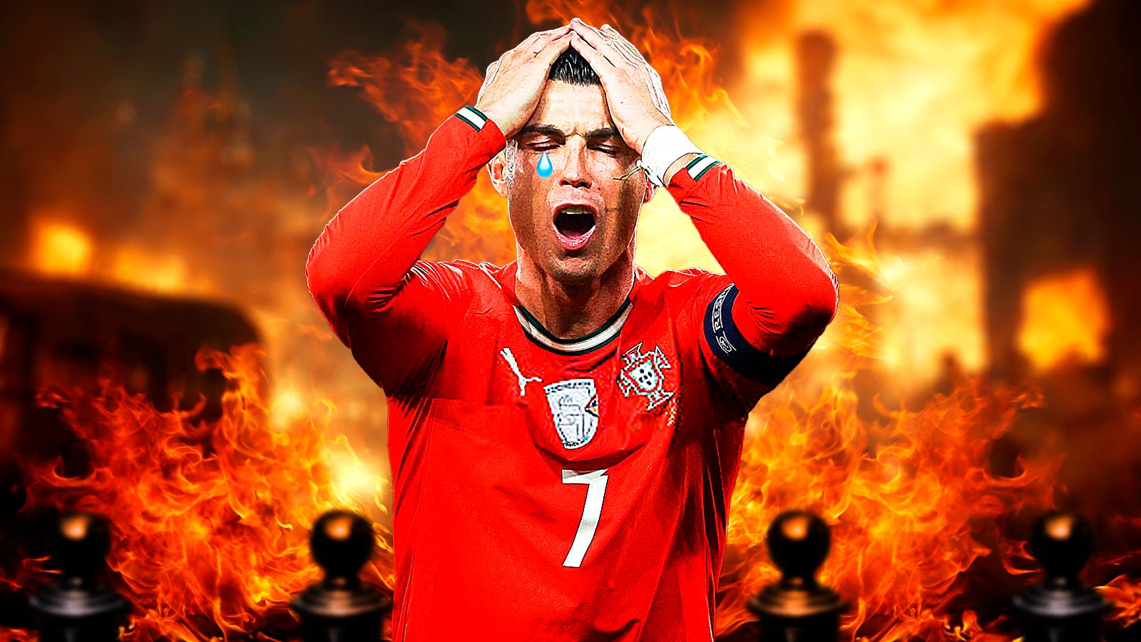 Cristiano Ronaldo statue set on fire, police have confirmed an arrest