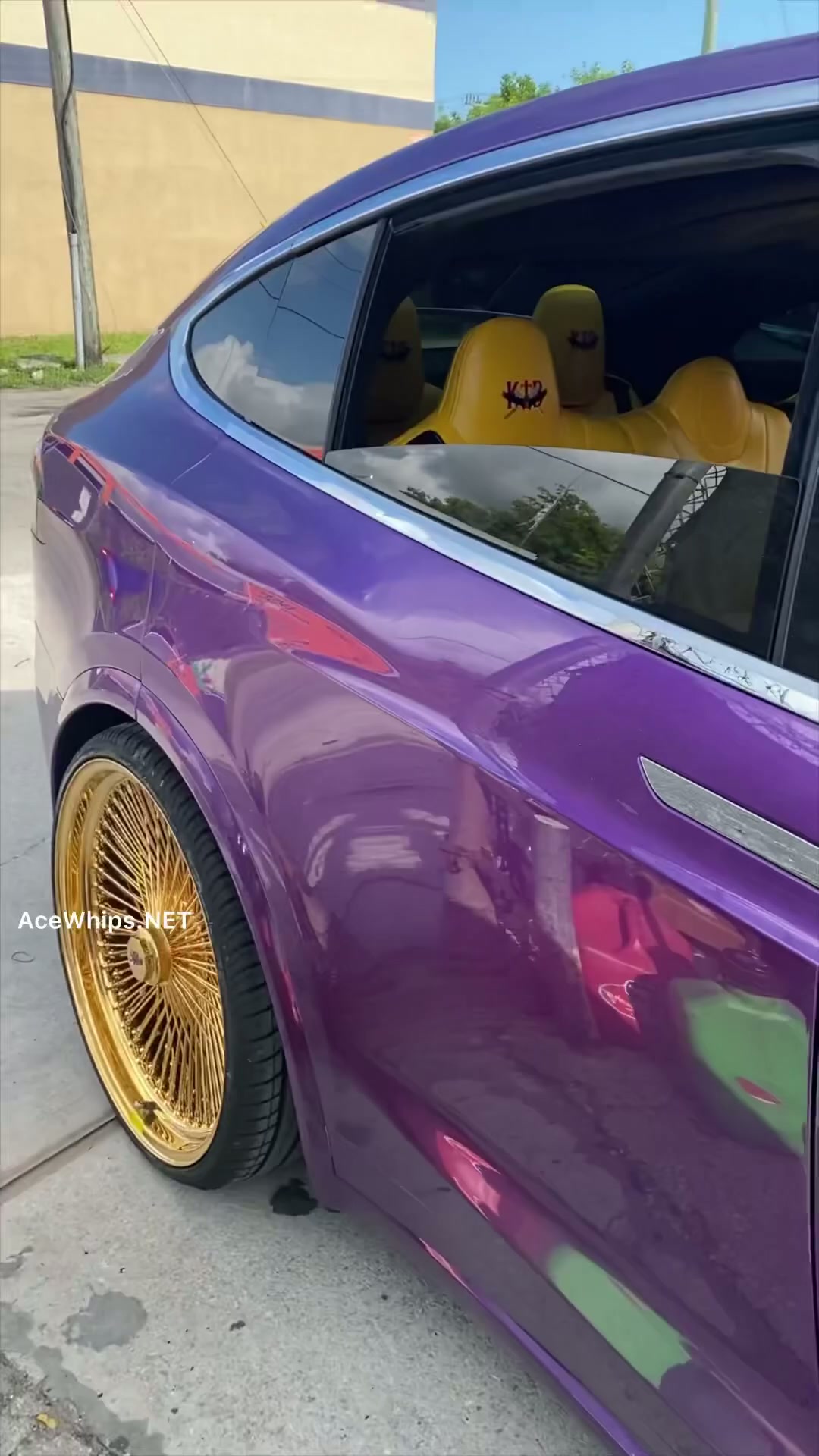 Kodak Black’s Candy Purple Telsa Model X on Gold 24’s Daytona