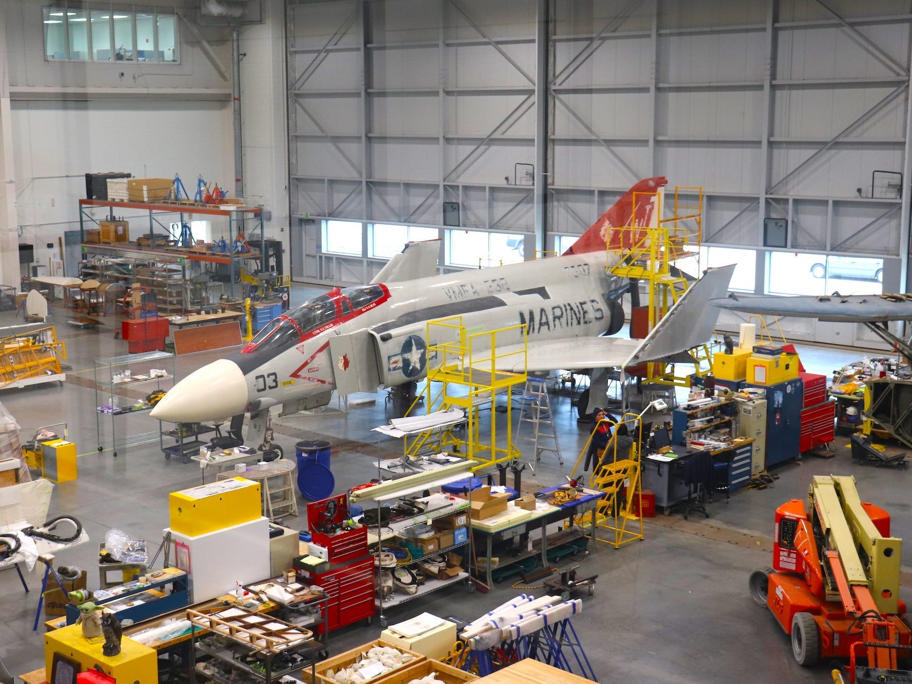 Inside the restoration hangar where the National Air and Space Museum ...