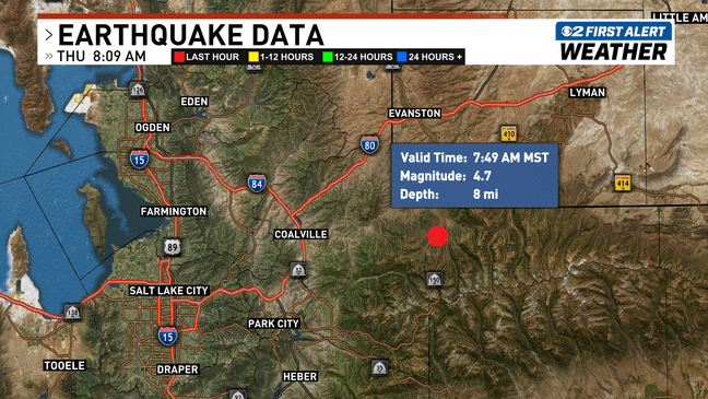 4.7 magnitude earthquake near Utah-Wyoming border shakes Wasatch Front