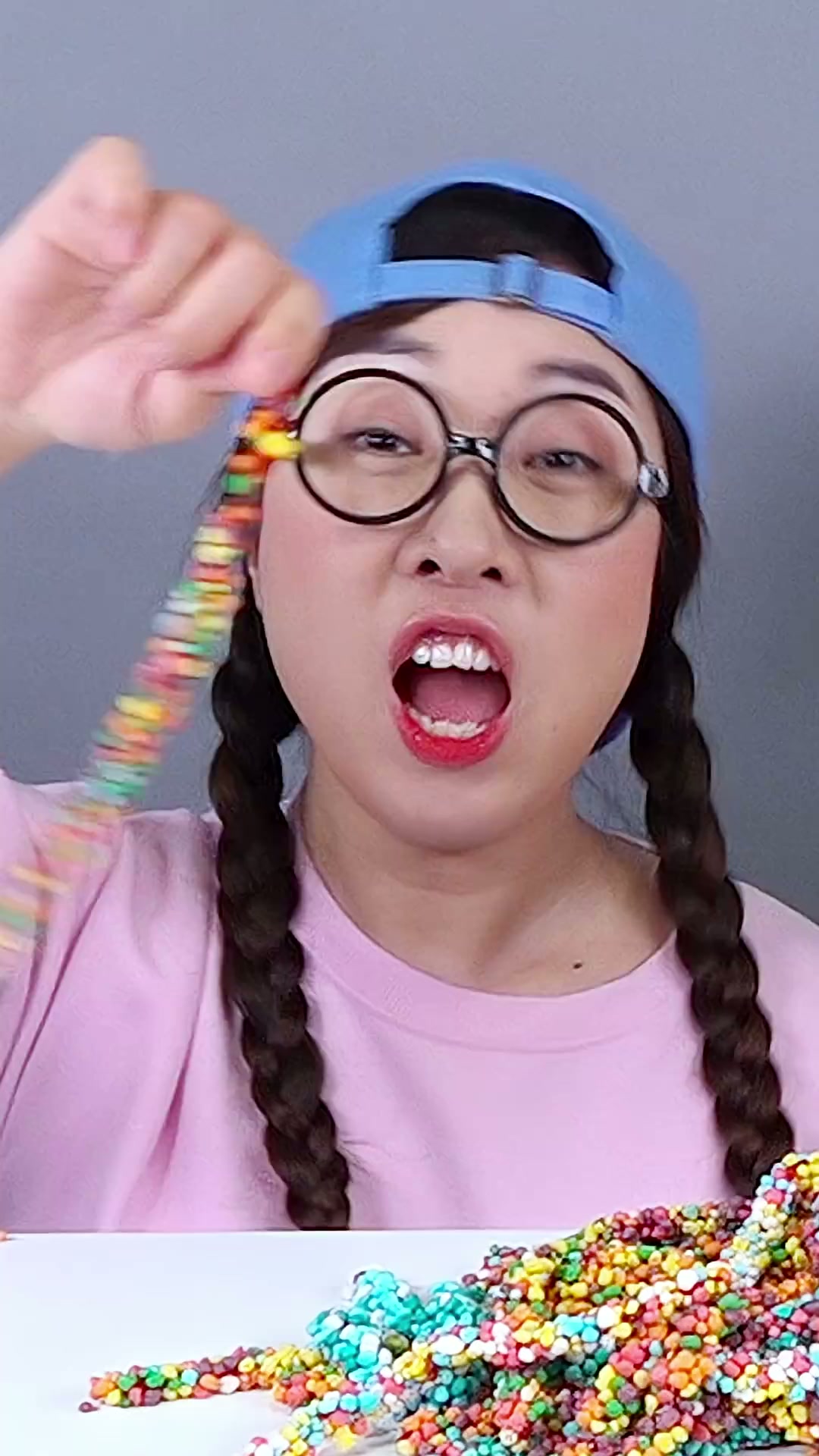 Mukbang rope jelly candy 무지개 젤리 먹방