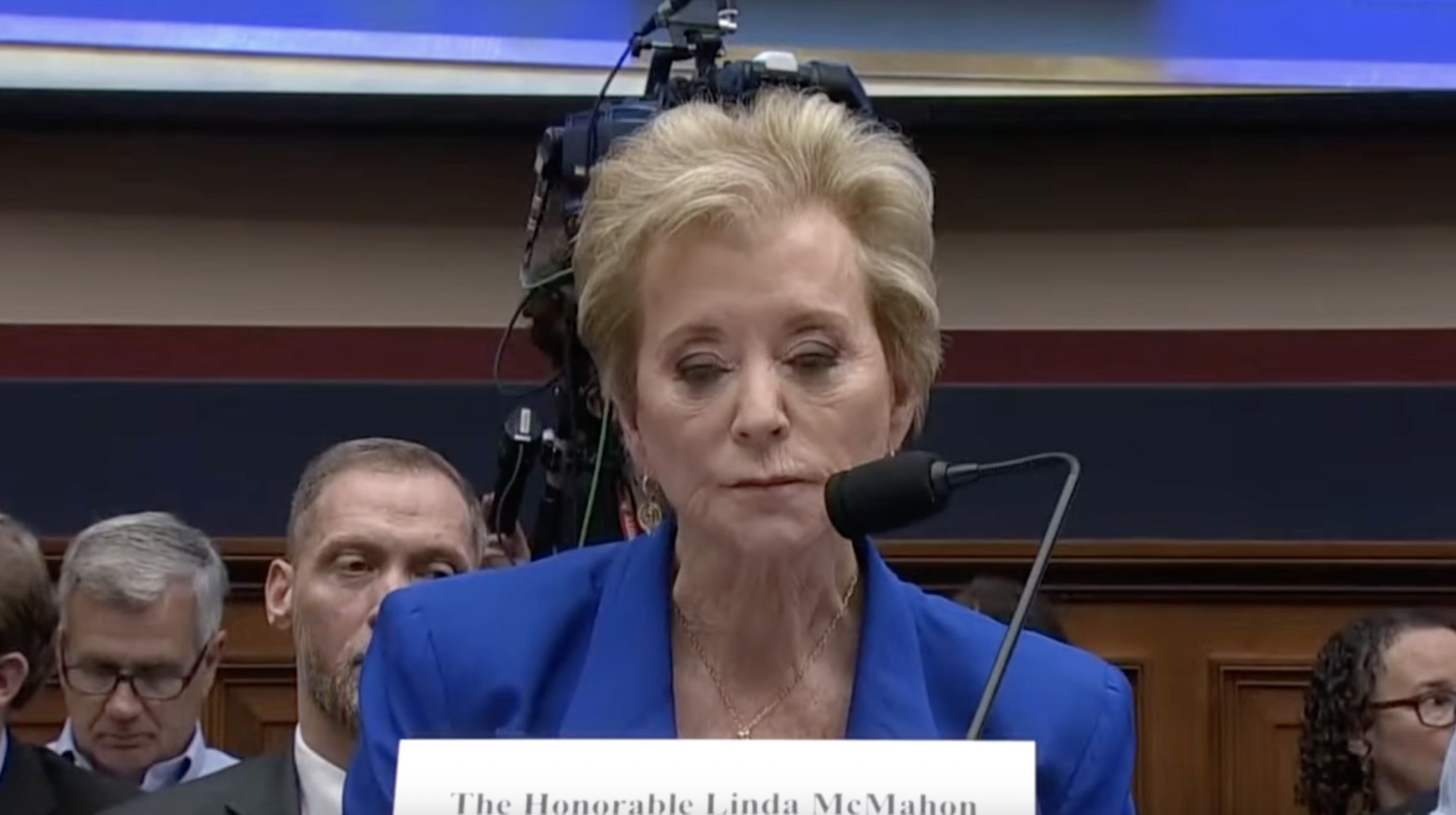 'It's mandatory': Linda McMahon gets the smirk wiped off her face when ...