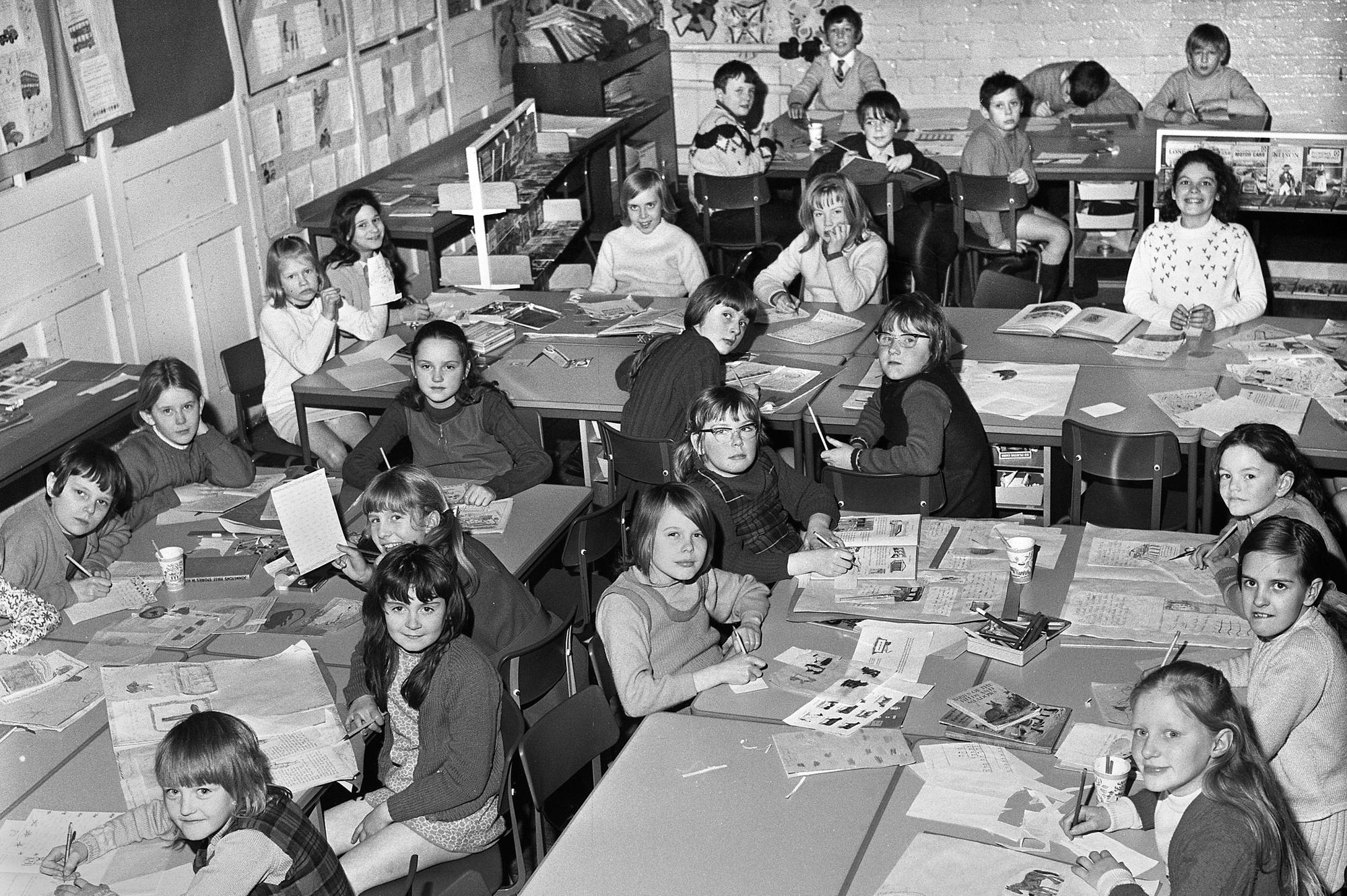 24 black and white photos depicting Wigan primary school life in 1972