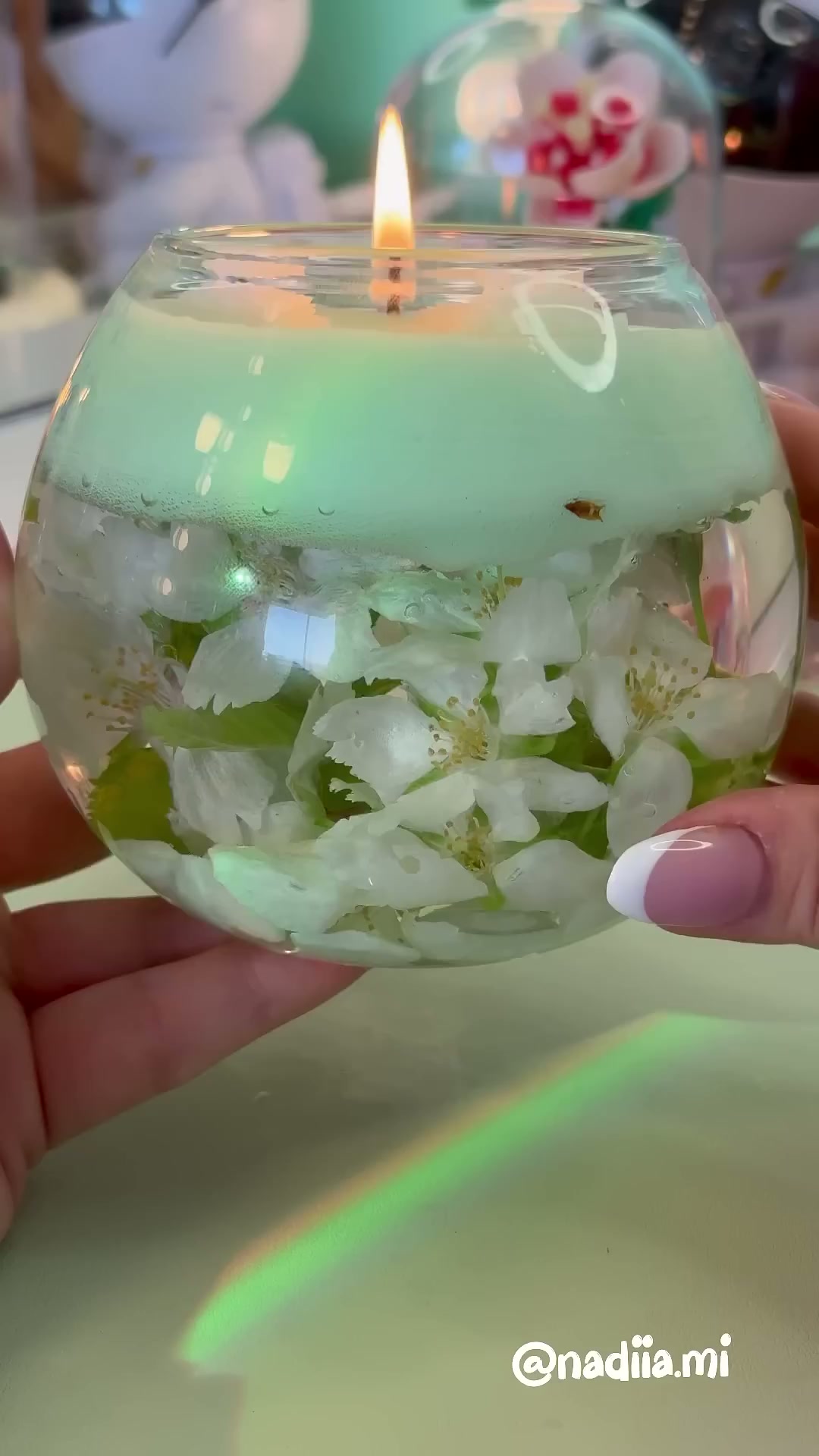 Water candle DIY with flowers | ASMR glow up🤍 🟢