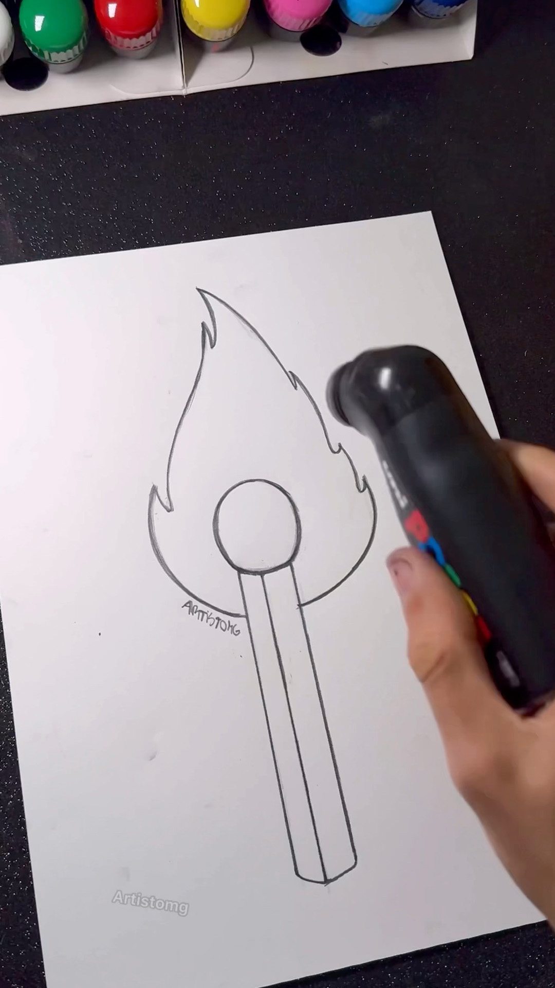 Relaxing ASMR art with neon paint markers