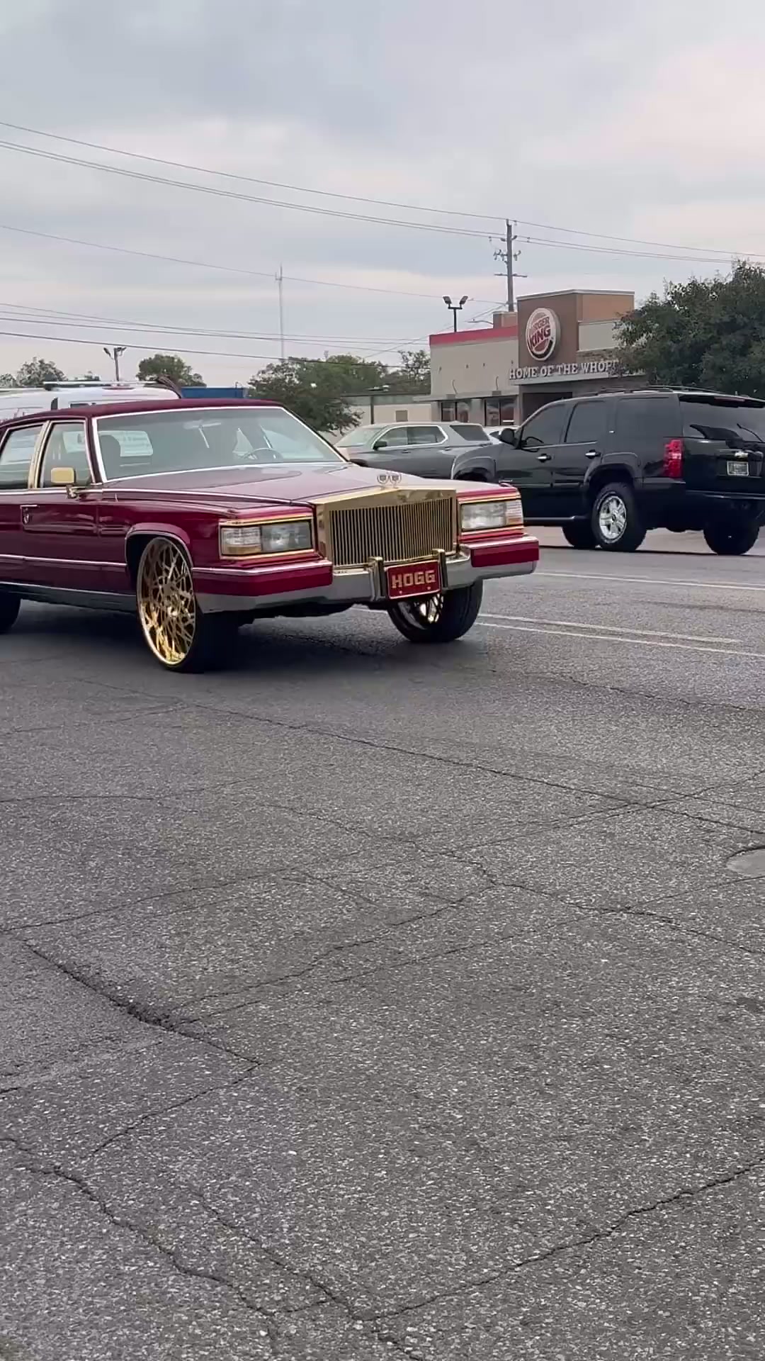 Candy Red Cadillac on Gold 26’s Riding