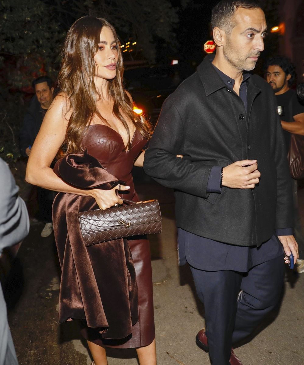 Sofia Vergara shines in leather at after-party with a movie producer