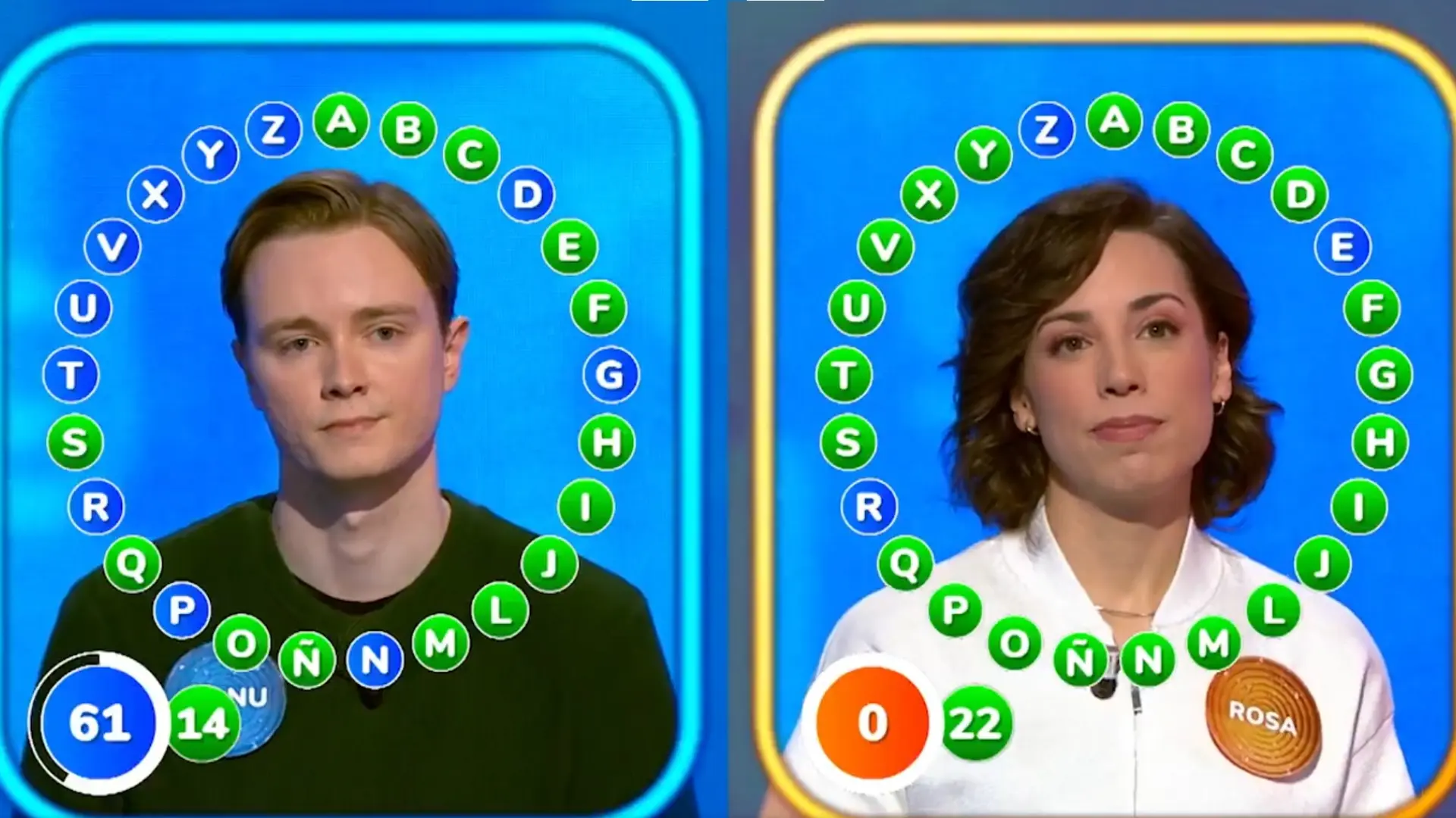 Manu remonta ocho letras a Rosa en 'El Rosco' de 'Pasapalabra' para ...