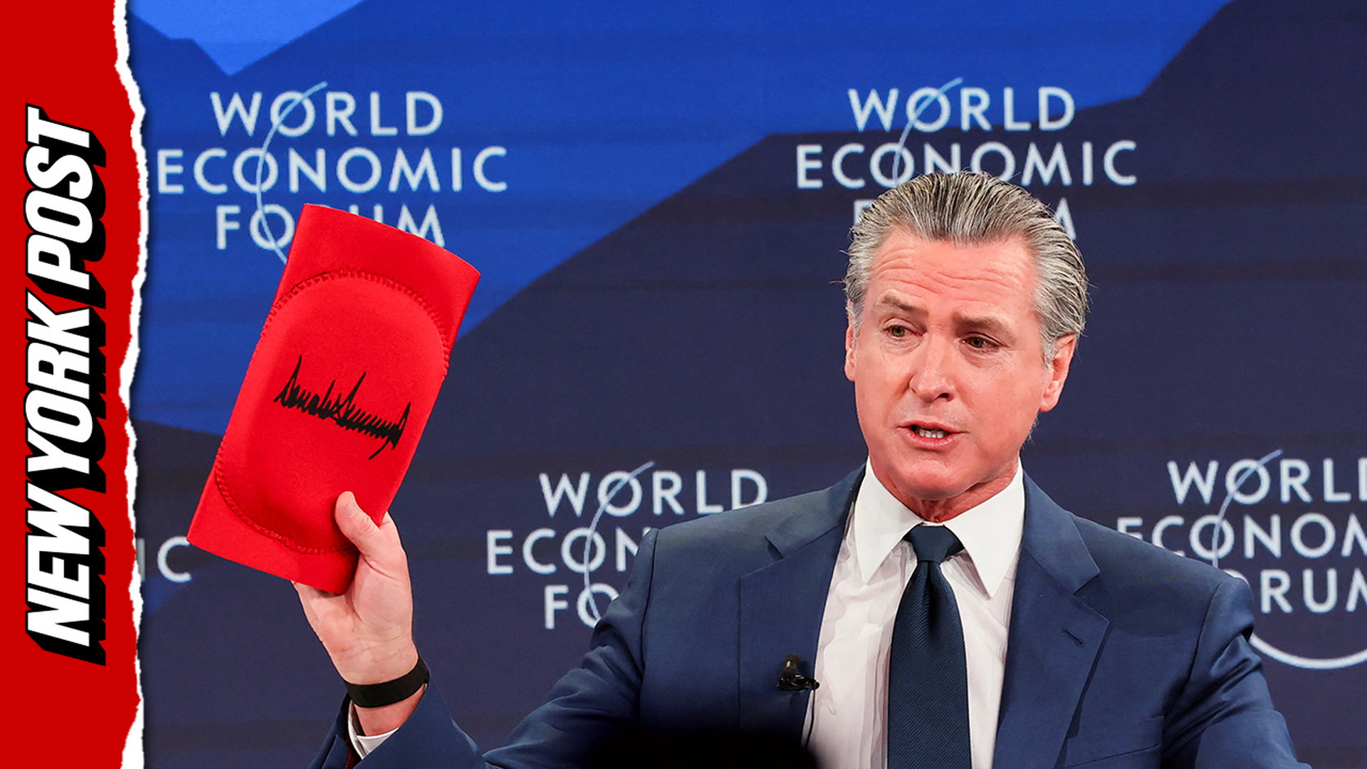 Newsom trolls Trump with autographed knee pads