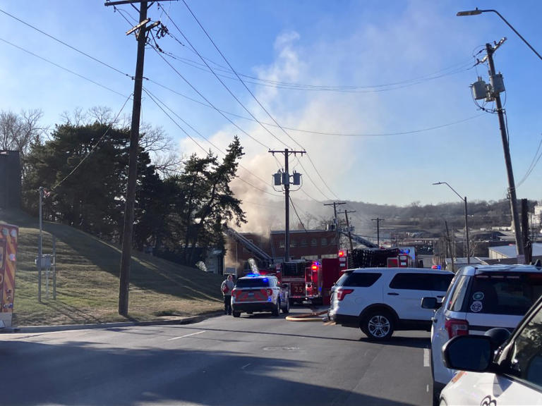Photos: KCFD crews battle fire near 31st, Southwest Trafficway
