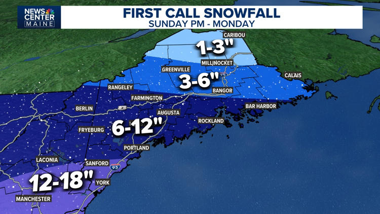 Winter storm to bring snow to Maine late Sunday into Monday