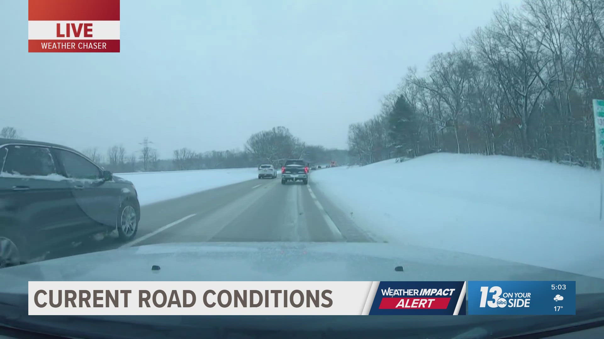Live look at road conditions in West Michigan on Jan. 22 at about 5 p.m.