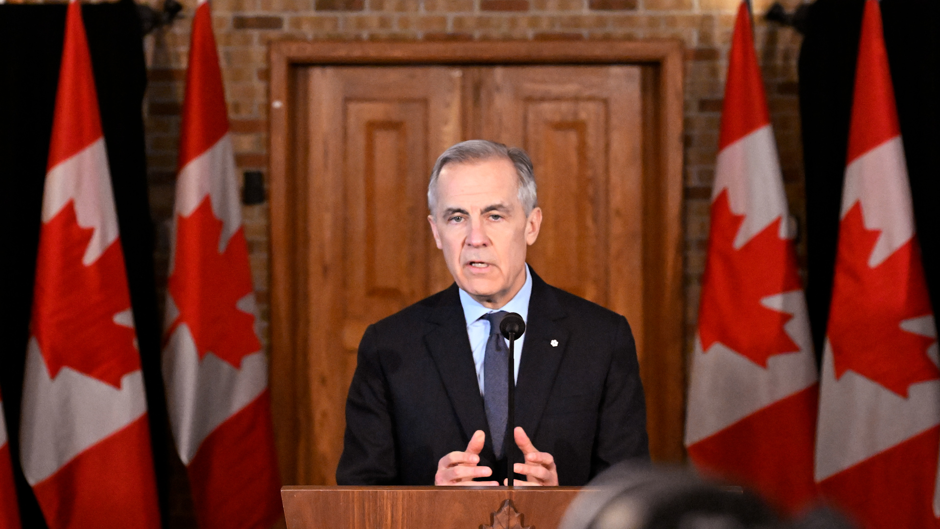 Carney touts Canadian values, pushes back on Trump