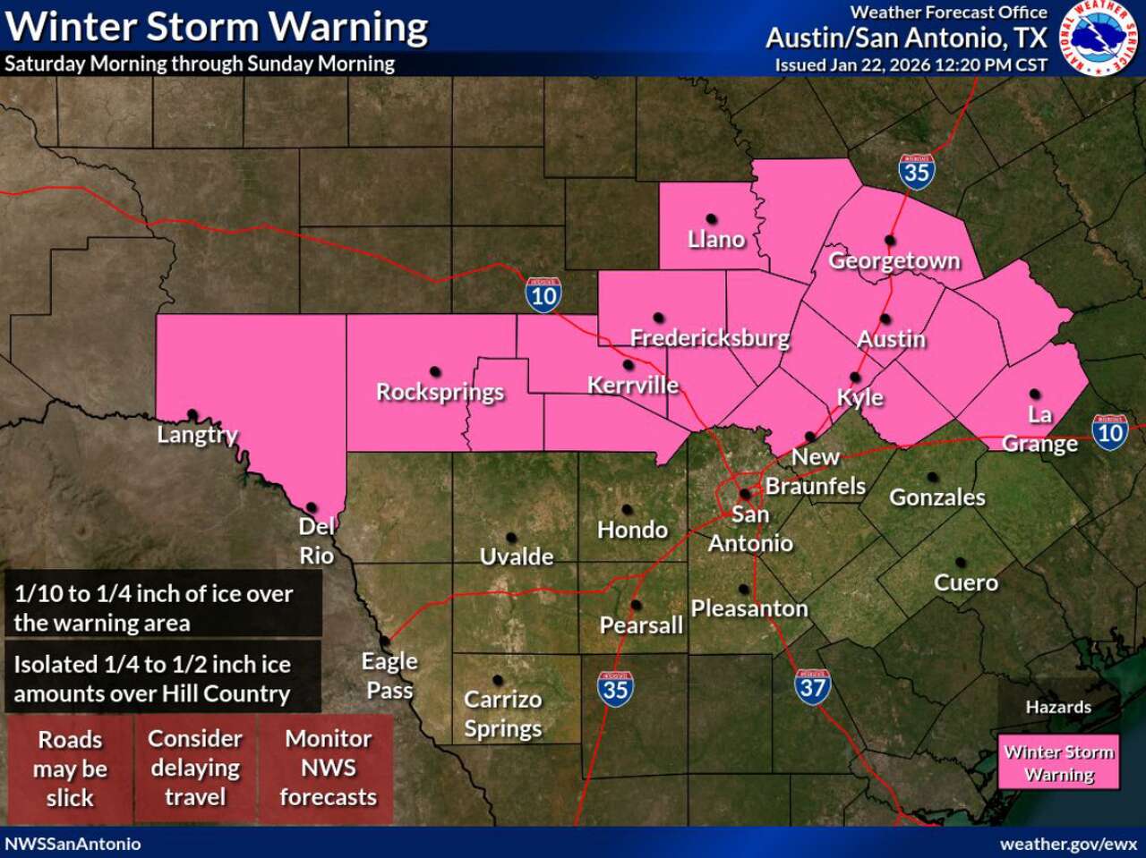 Texas Hill Country, Austin upgraded to winter storm warning. Here's ...