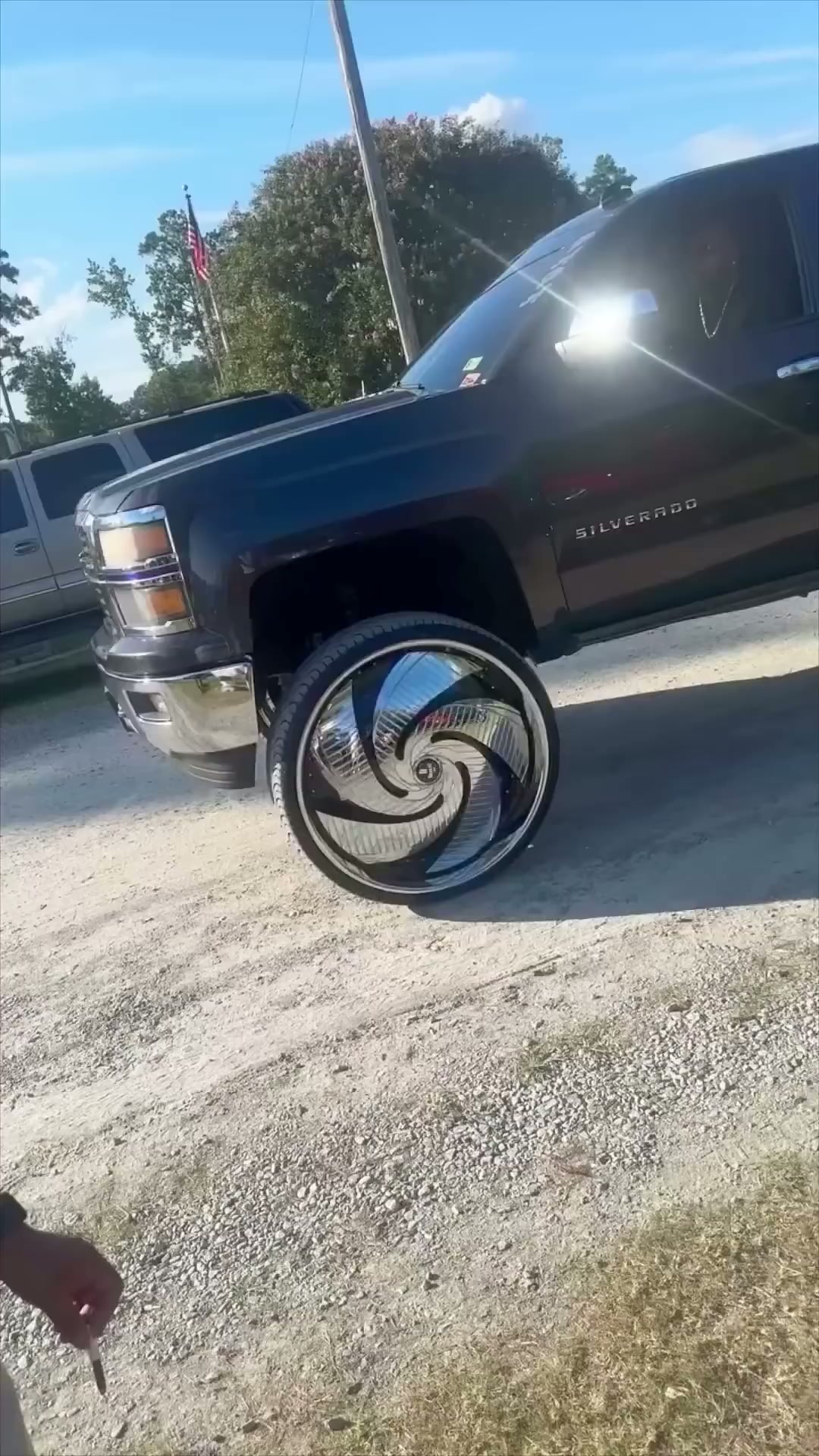 Chevy Silverado truck on 32” DUB floaters