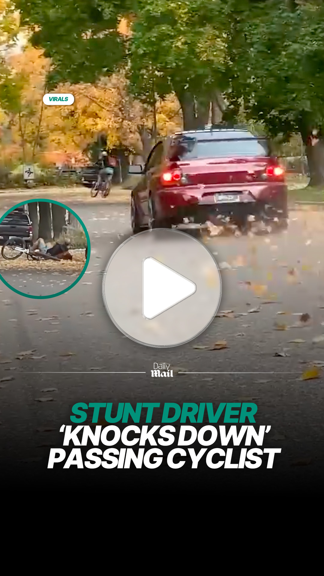 Stunt driver knocks over cyclist during staged street moment