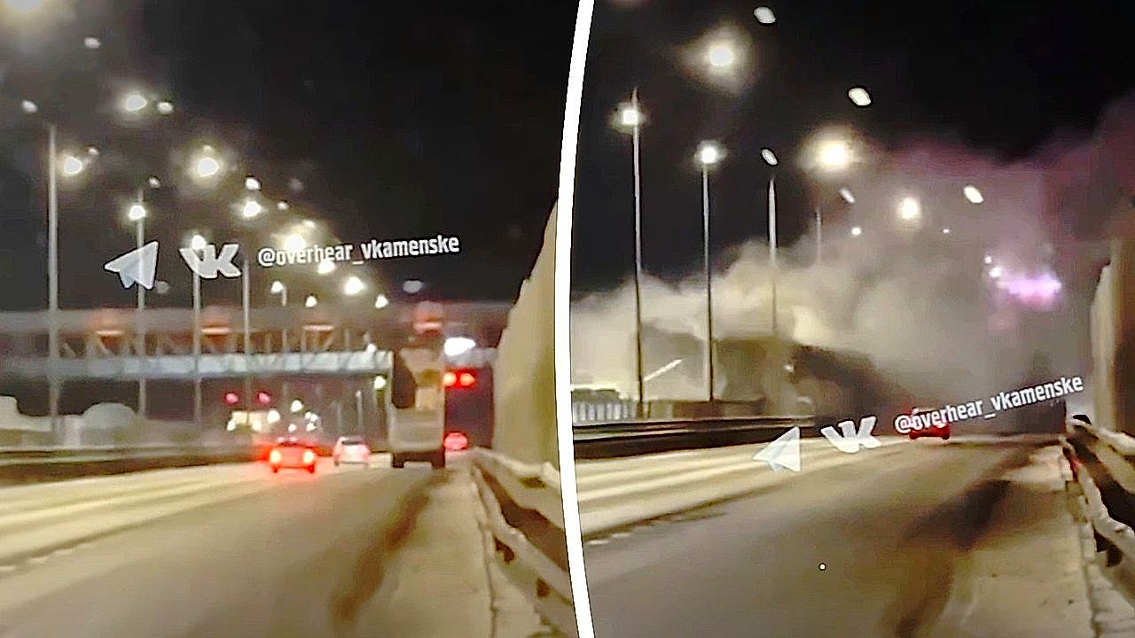 Lorry collapses pedestrian bridge onto busy highway