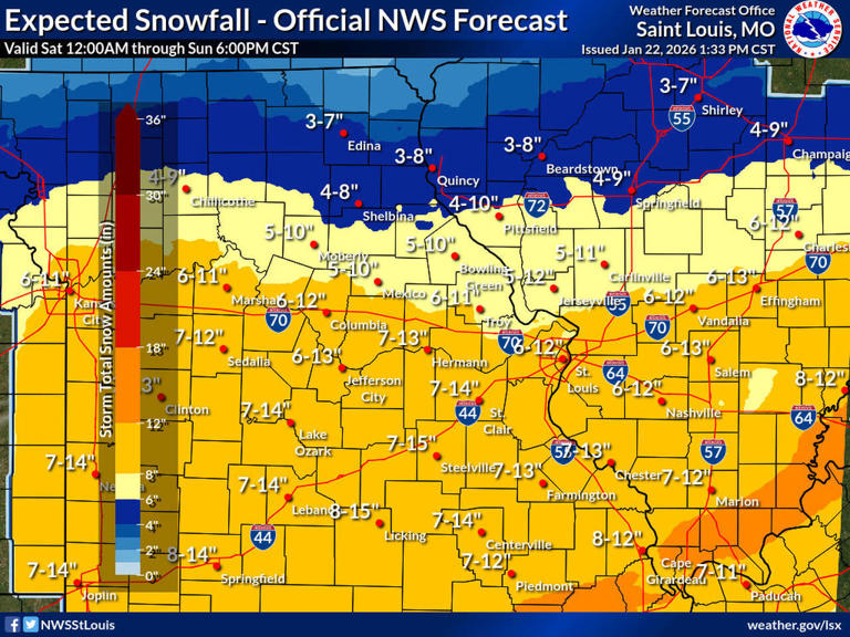 Winter storm warnings issued for St. Louis metro for weekend snow storm