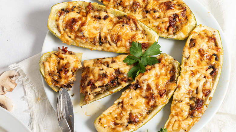 Cheesy mushroom zucchini boats recipe